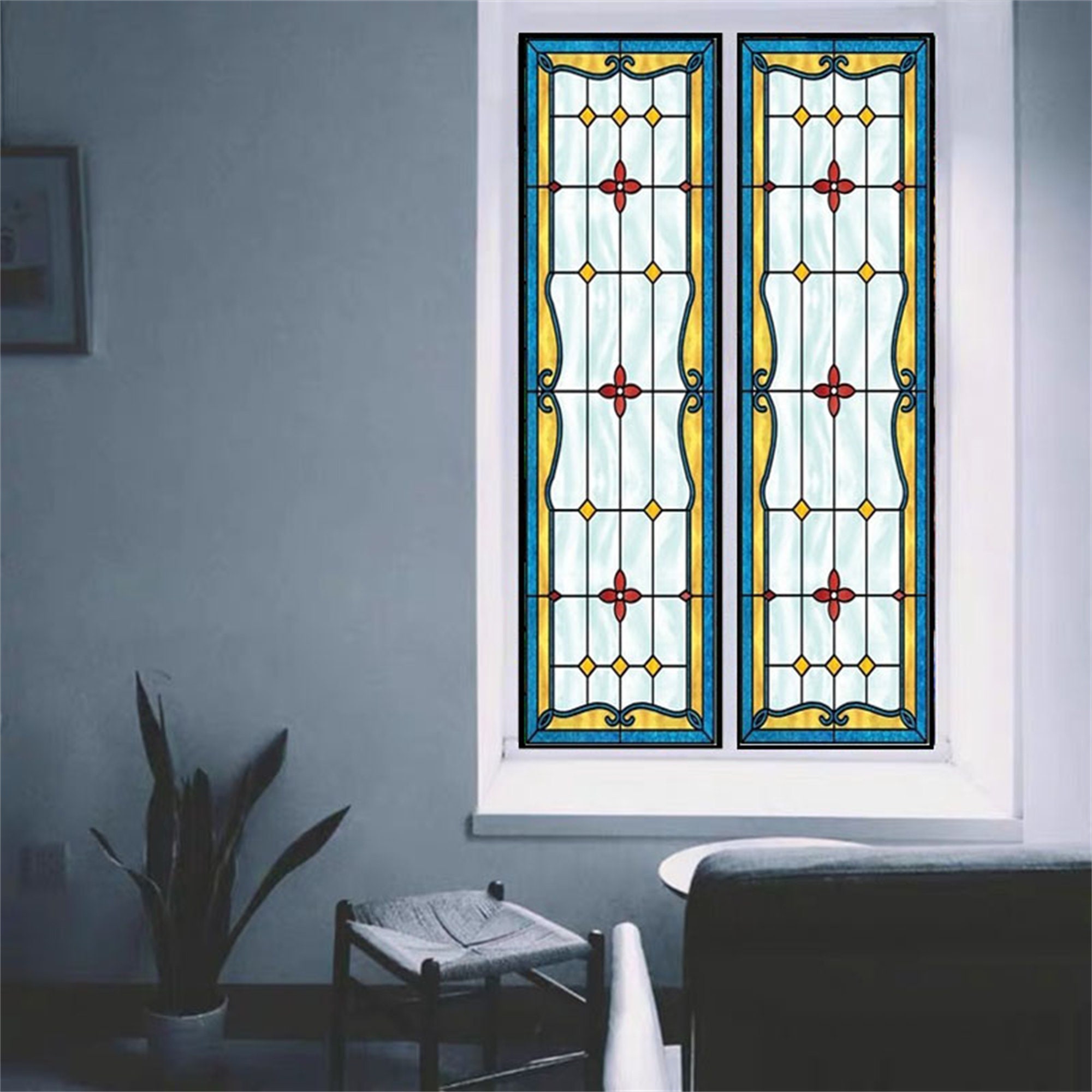 Custom Size Frosted Window Film,european Style Art Translucent Stained ...