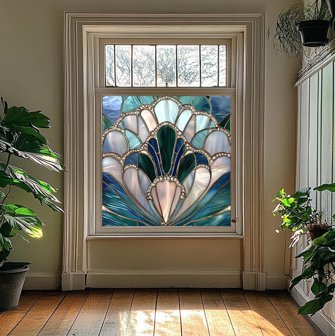 Custom Stained Glass Window Film Art Deco Frosted Glass Privacy Film ...