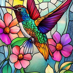 Hummingbird Stained Glass Window Film – Frosted Privacy Decorative ...