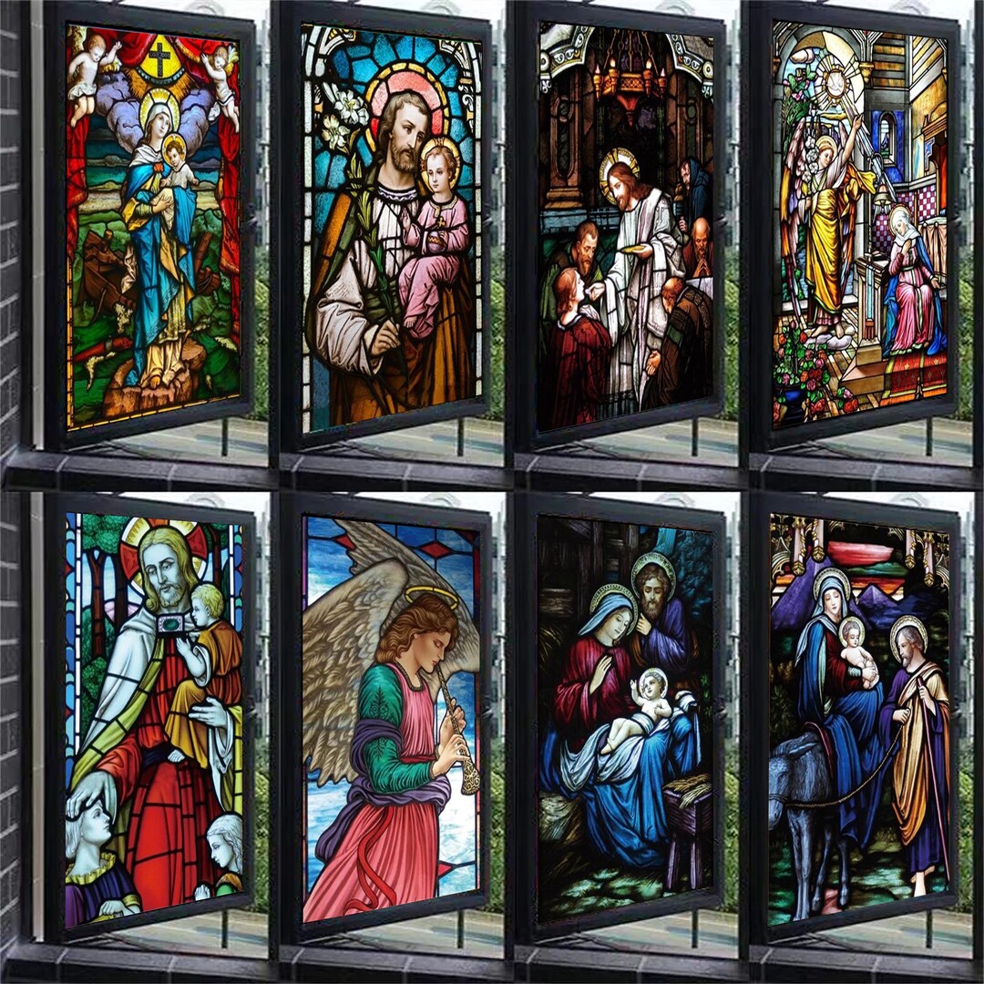 Custom Stained Glass Window Film – European Church Style With Jesus ...