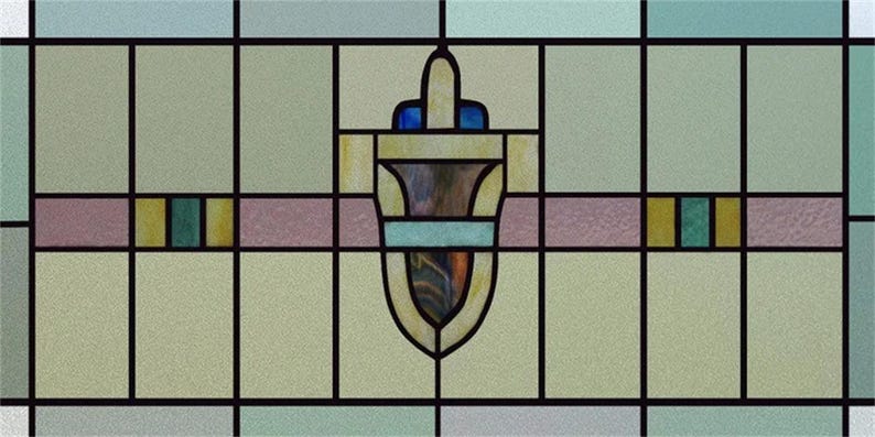 Horizontal Stained Glass Window Film – Vintage Tulip Design With ...