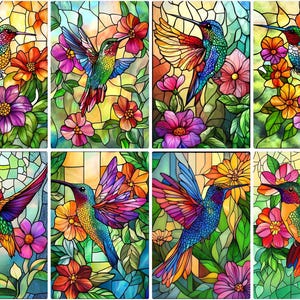 Hummingbird Stained Glass Window Film – Frosted Privacy Decorative ...