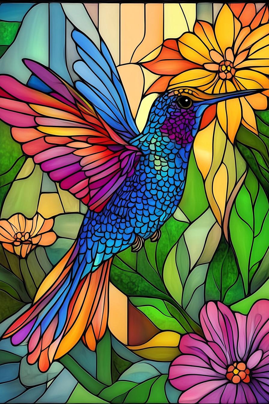 Hummingbird Stained Glass Window Film – Frosted Privacy Decorative ...