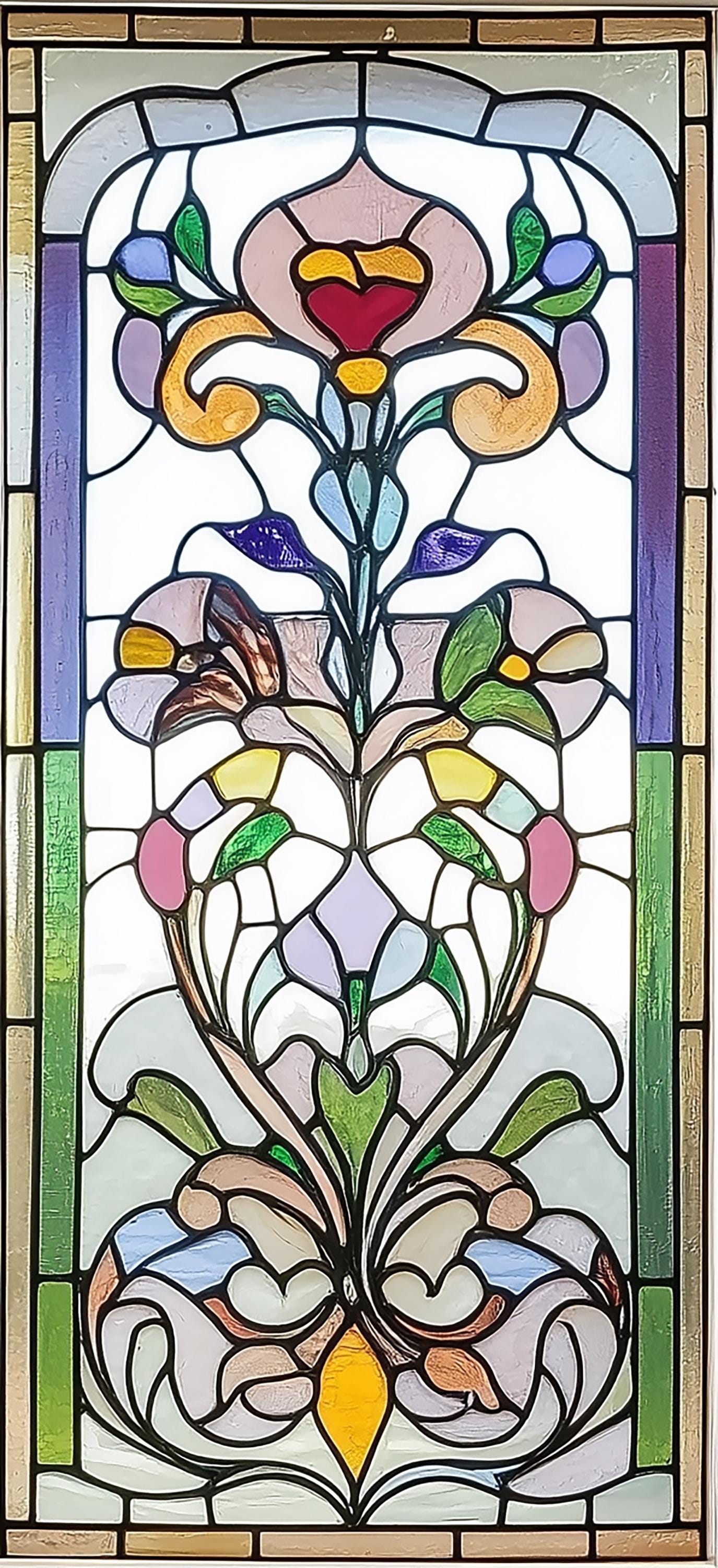 Custom Size Vintage Window Decoration - Classic Colored Glass Film ...