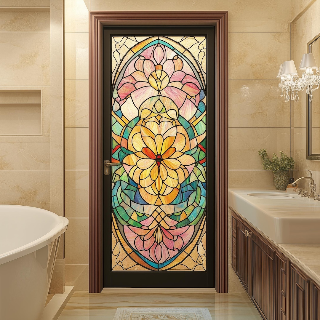 Custom Size Easy Install Vintage Window Film - Classic Colored Stained ...