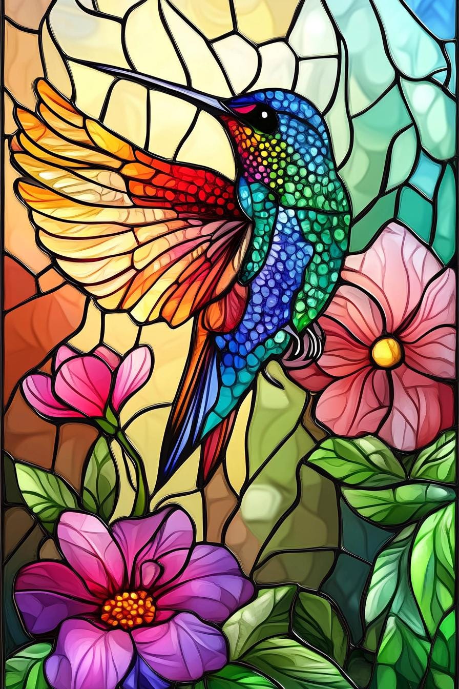 Hummingbird Stained Glass Window Film – Frosted Privacy Decorative ...