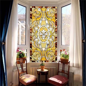 Custom-made Window Cling - Vintage Door Sticker With Frosted Stained ...