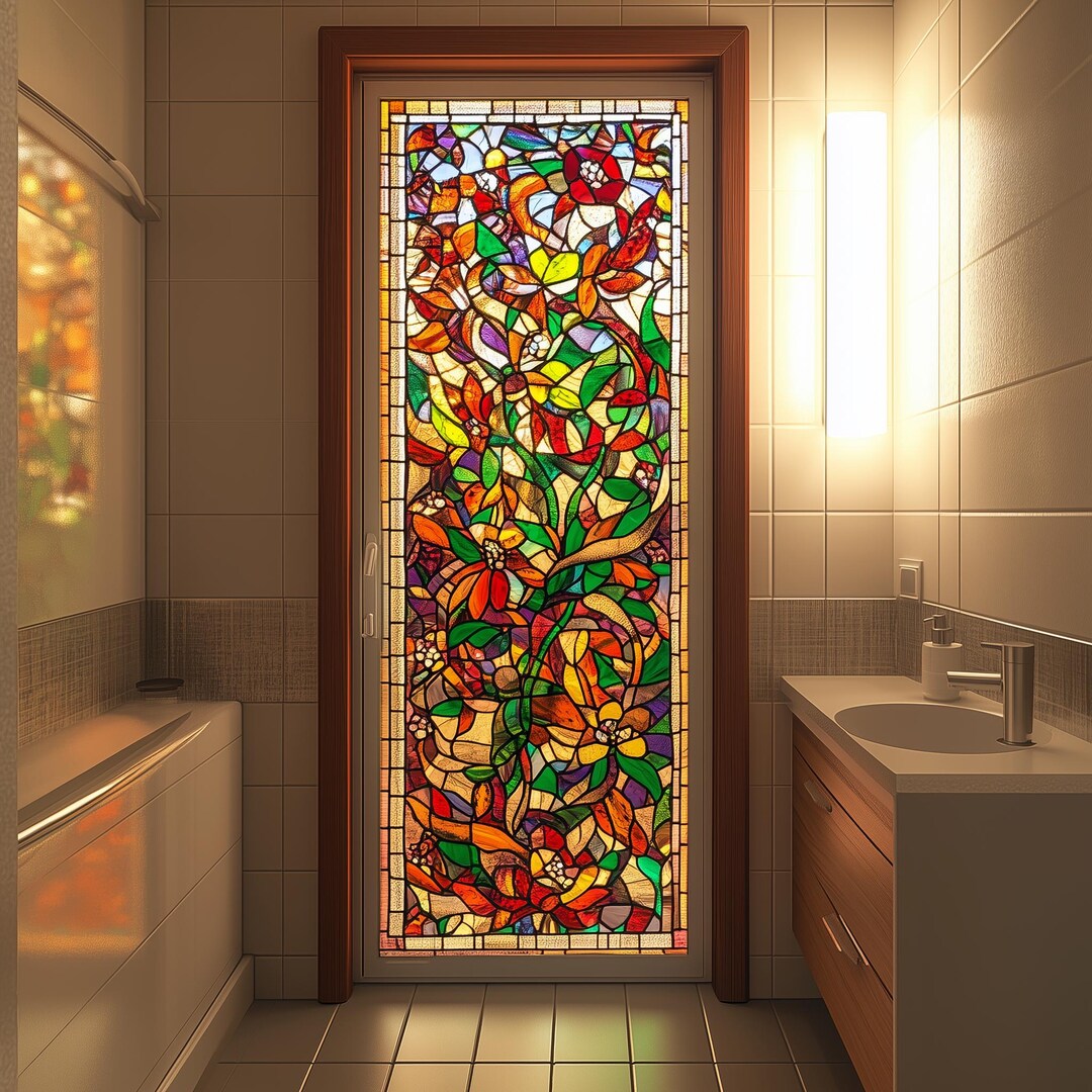 Custom Size Home Decor Window Film - Classic Vintage Stained Glass ...