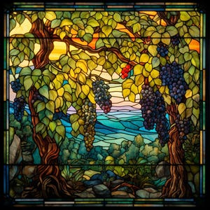Vineyard Stained Glass Window Film - Decorative Privacy Frosted Static ...