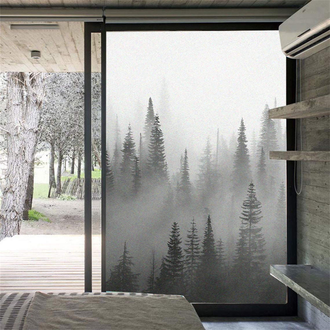 Window Film Privacy Foggy Forest Non Adhesive Glass Sticker - Etsy