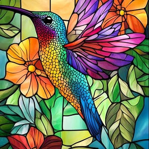Hummingbird Stained Glass Window Film – Frosted Privacy Decorative ...