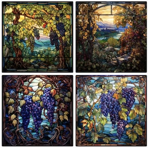 Vineyard Stained Glass Window Film - Decorative Privacy Frosted Static ...
