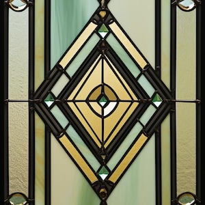 Custom Diamond Geometric Stained Glass Window Film – Art Deco Style ...