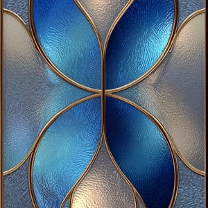 Custom Blue Art Glass Sidelight Window Film – Elegant Symmetrical ...