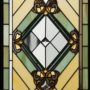 Custom Diamond Geometric Stained Glass Window Film – Art Deco Style ...