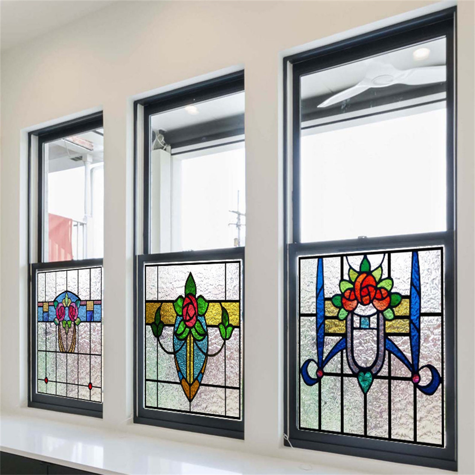 Custom Size 3D Matte Window Film Stained Glass Decorative Uv Window ...