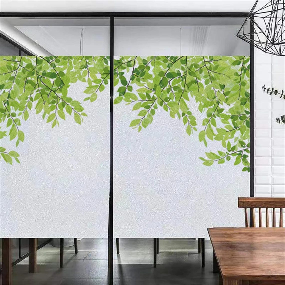 Customized Window Film - Frosted Stained Glass, Art Deco Leaves Design ...