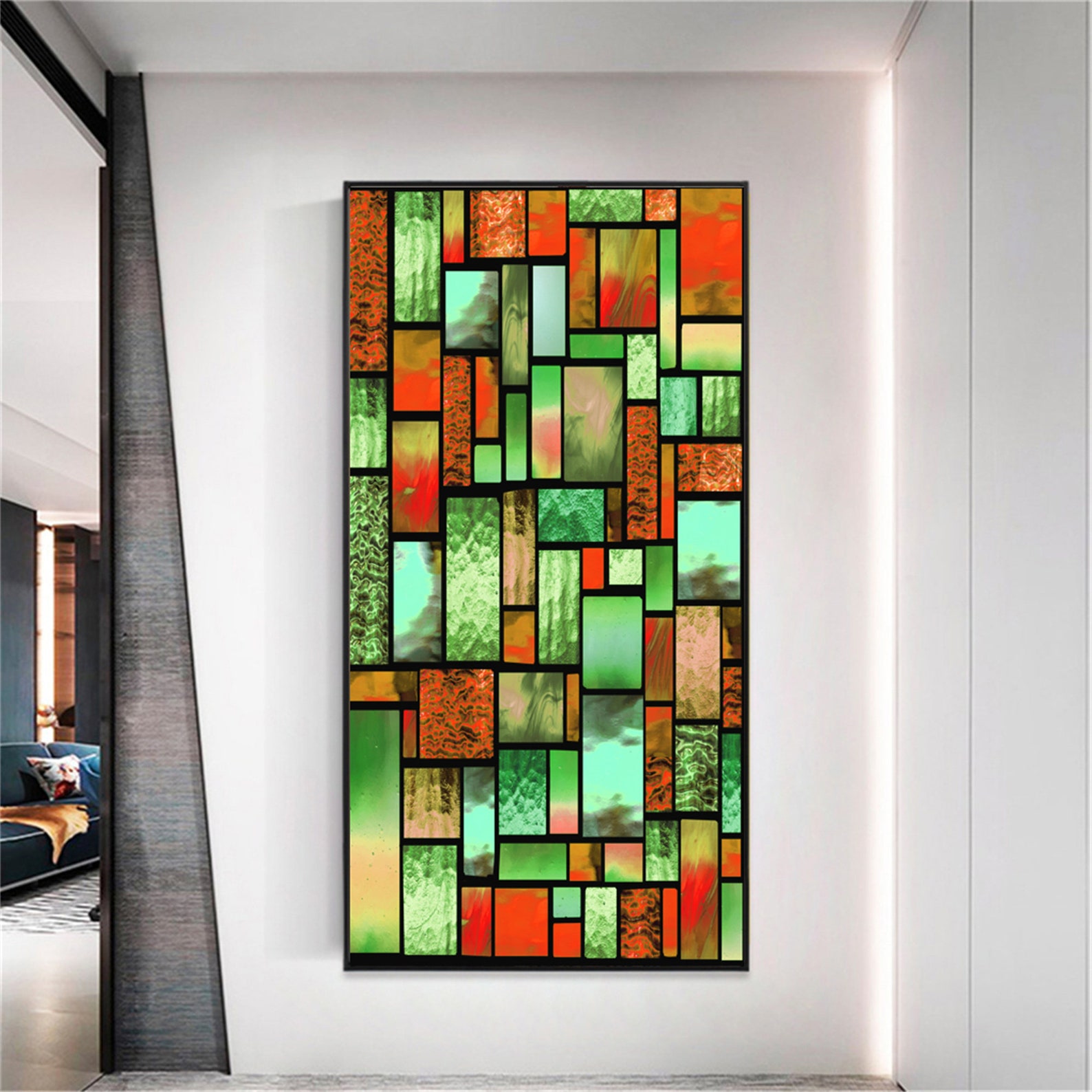 Privacy Windows Film Decorative Color Brick Stained Glass - Etsy