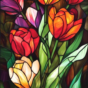 Custom Stained Glass Rose Window Film Elegant Floral Privacy Decorative ...