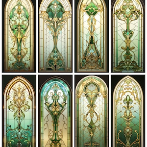Custom Gothic Stained Glass Window Film - Decorative Privacy Static ...