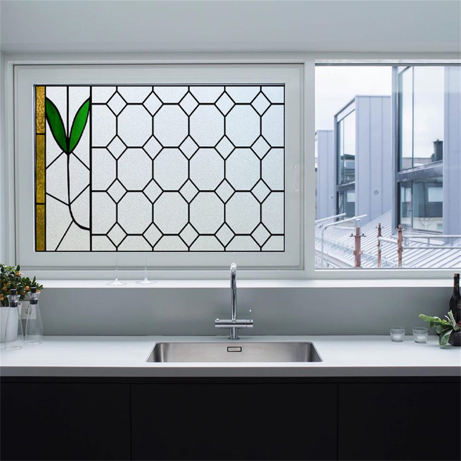 Custom Size 3D Matte Window Film Stained Glass Decorative Uv Window ...