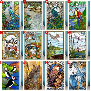 Custom Size Stained Glass Window Film Animal Color Printing Picture for ...