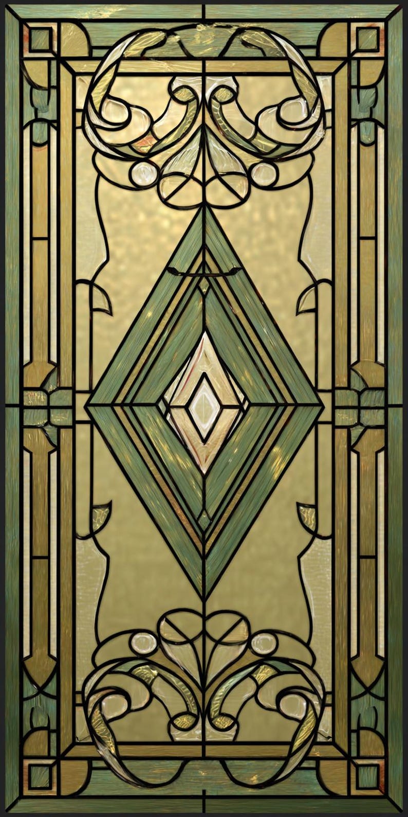 Art Nouveau Floral Stained Glass Window Film – Decorative Privacy Panel ...