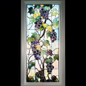 Grape Vine Stained Glass Window Film - Privacy Frosted Decorative Vinyl ...