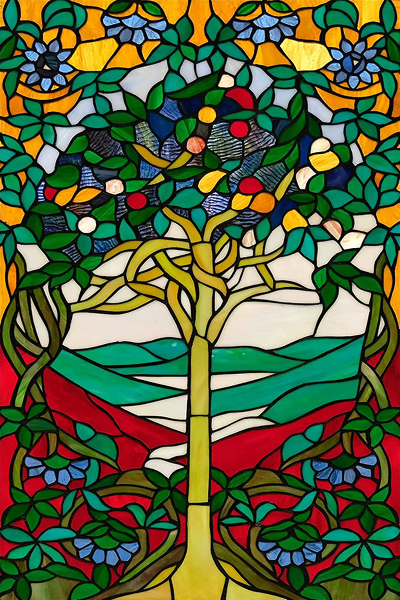 Window Film Frosted Stained Glass Films Customized Trees Static Cling ...