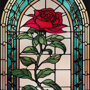 Custom Size Frosted Stained Glass Window Film - Customized Art Rose ...