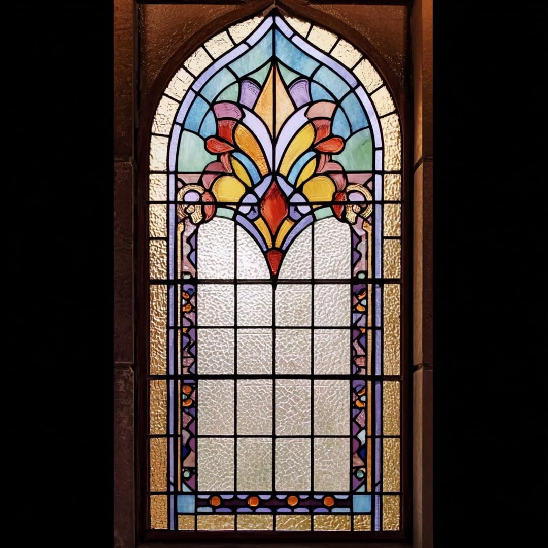 Geometric Art Deco Stained Glass Window Film – Custom Privacy Cling ...