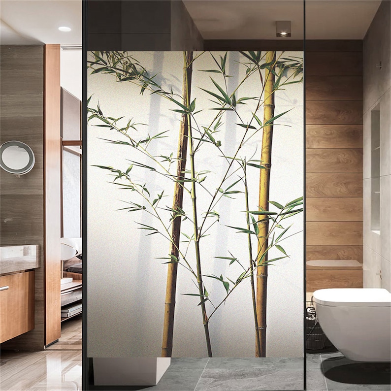 Window Film Privacy Green Bamboo Non Adhesive Glass Sticker - Etsy