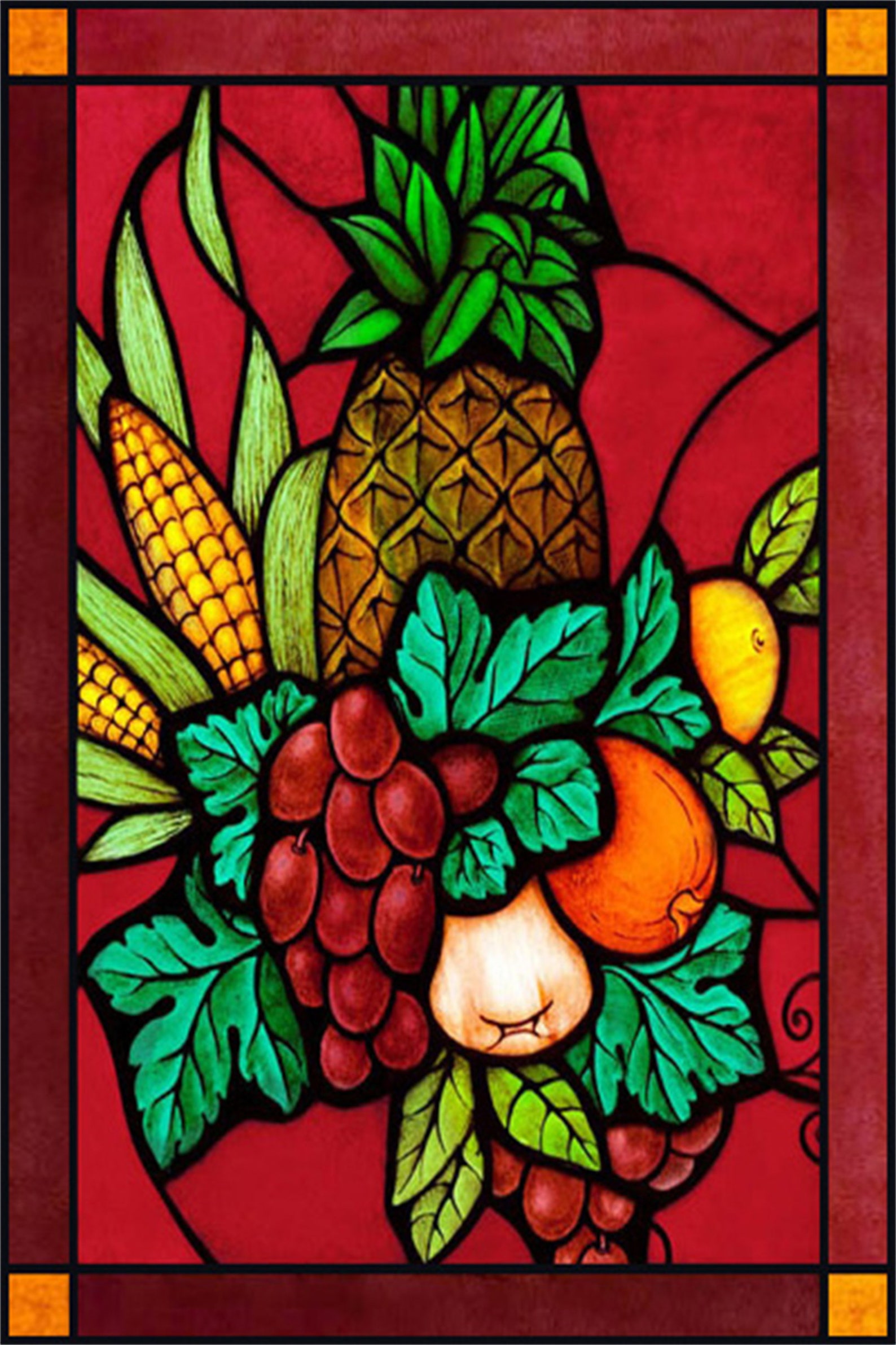 Custom Size Stained Glass Window Film Fruit Pattern Glass Office Door ...