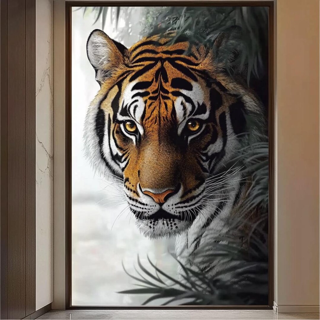 Jungle Elegance Decorative Tiger Window Film: Semi-transparent, Static ...