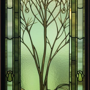 Custom Stained Glass Window Film - Nature-inspired Tree and Vine Design ...