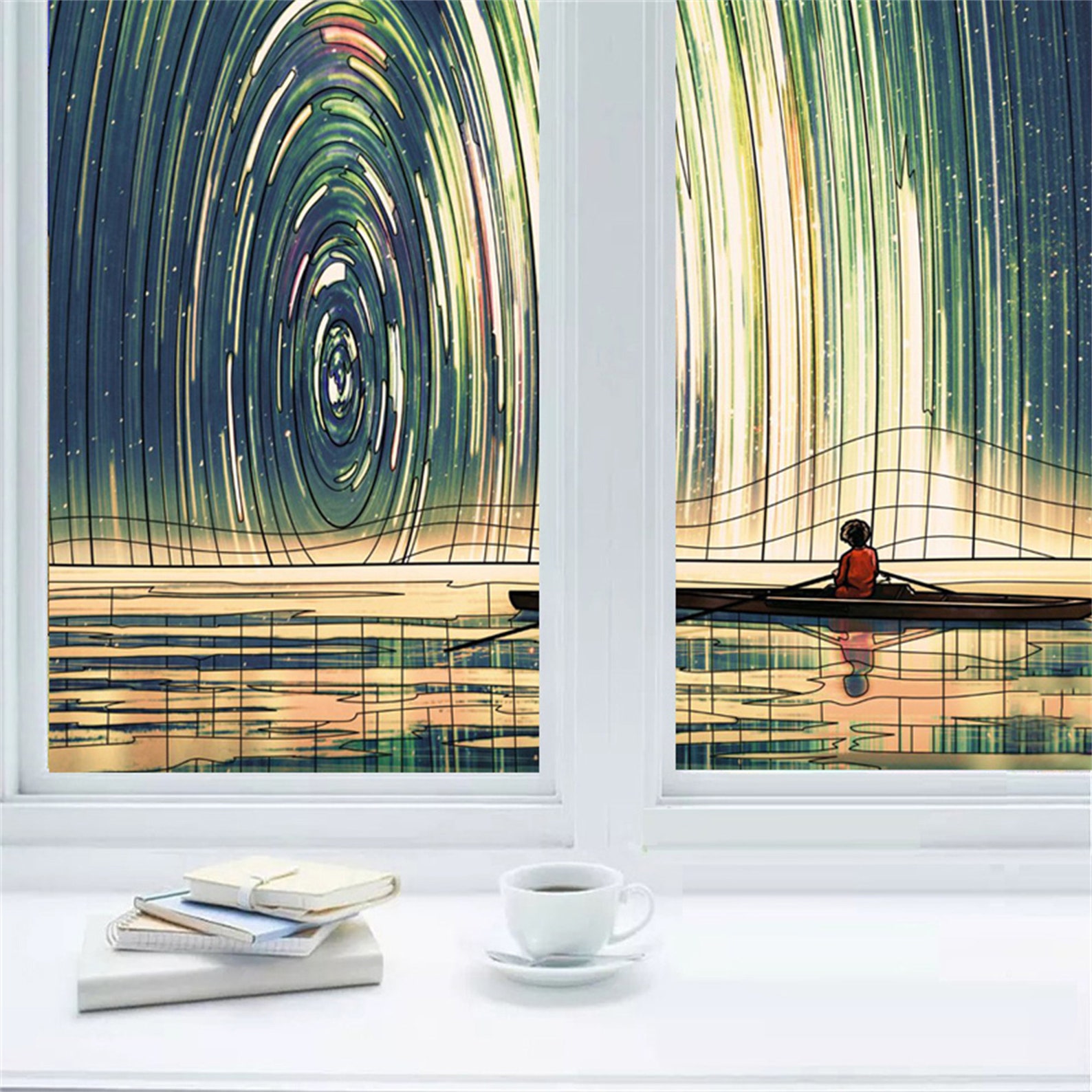 Window Film Frosted Stained Glass Films,customized Scenery Sun Starry ...