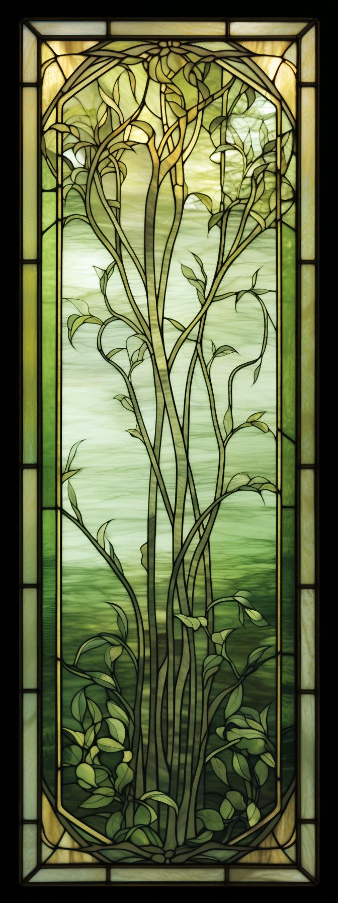 Custom Stained Glass Window Film - Nature-inspired Tree and Vine Design ...