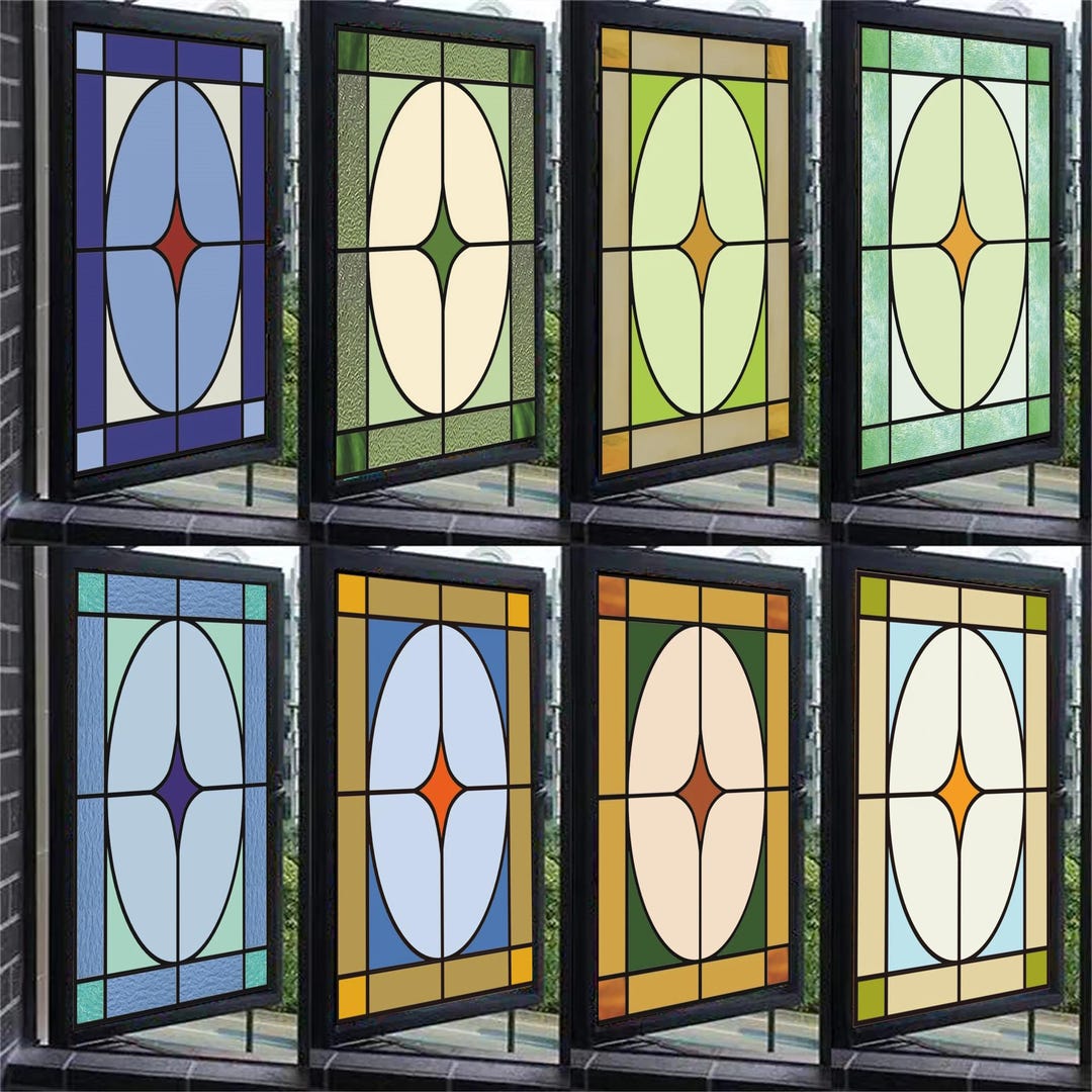 Custom Size Vintage Stained Glass Film – Non-adhesive, Electrostatic ...