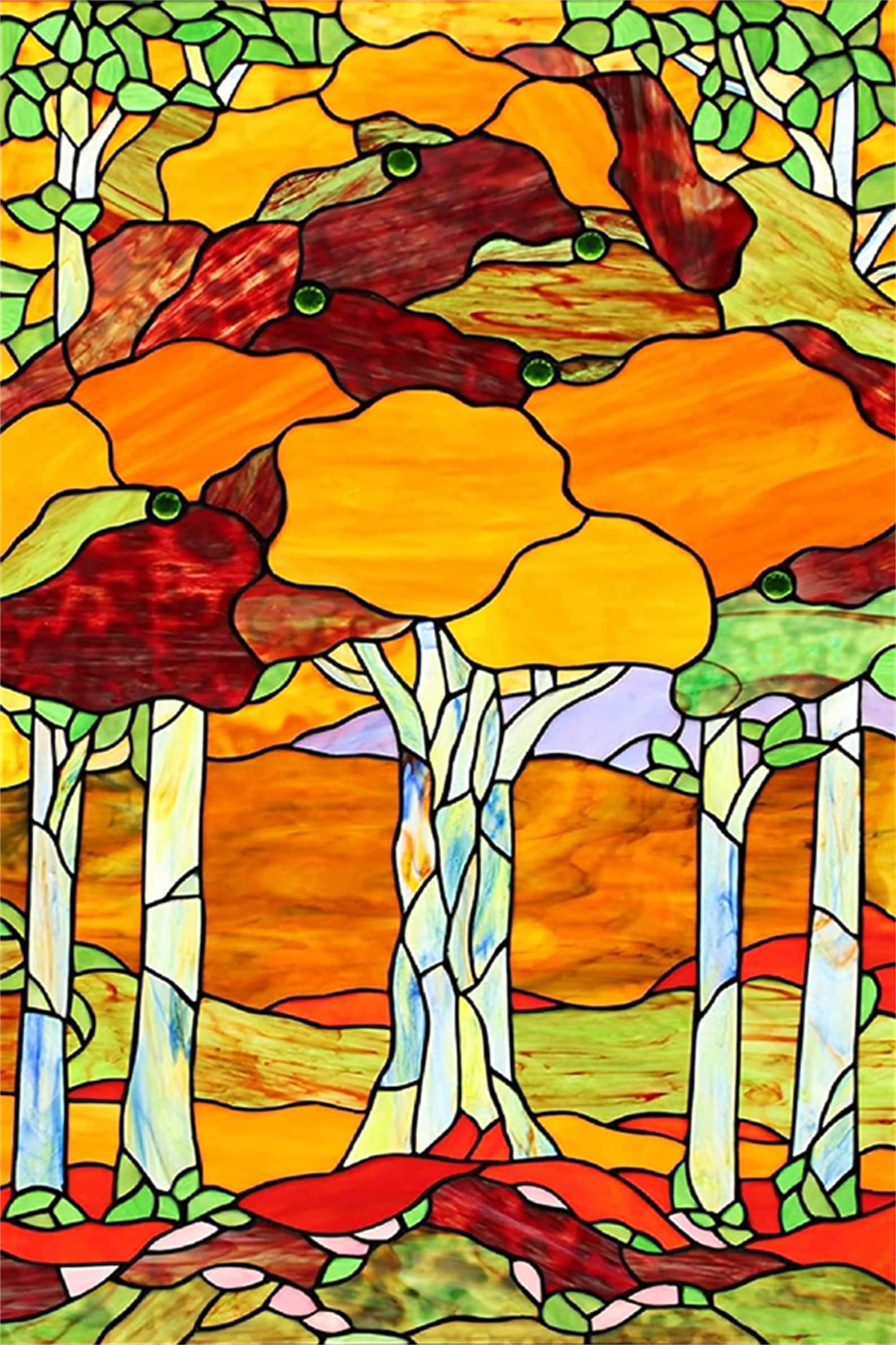 Window Film Frosted Stained Glass Films Customized Trees Static Cling ...