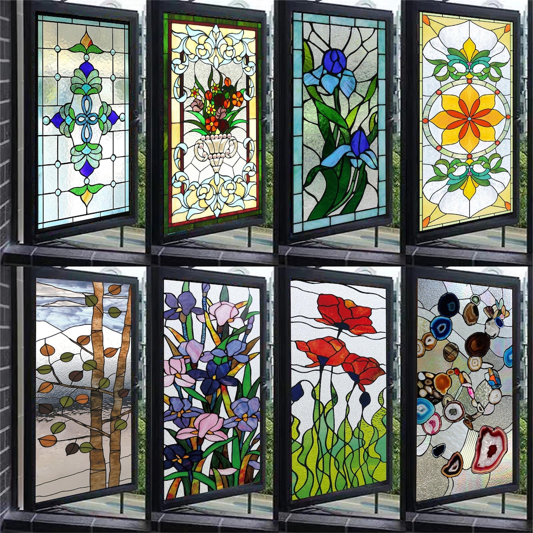 Custom Size Vintage Stained Glass Film – Non-adhesive, Electrostatic ...