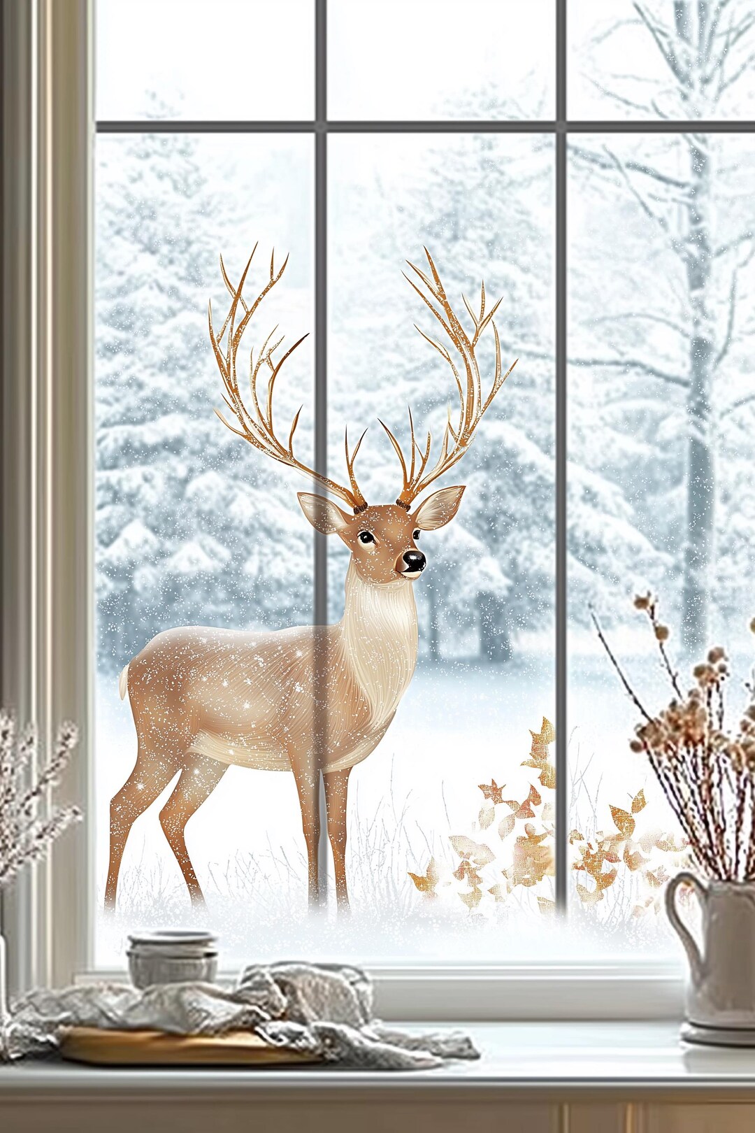 Deer Privacy Window Film Frosted Semi-transparent Decorative Glass ...