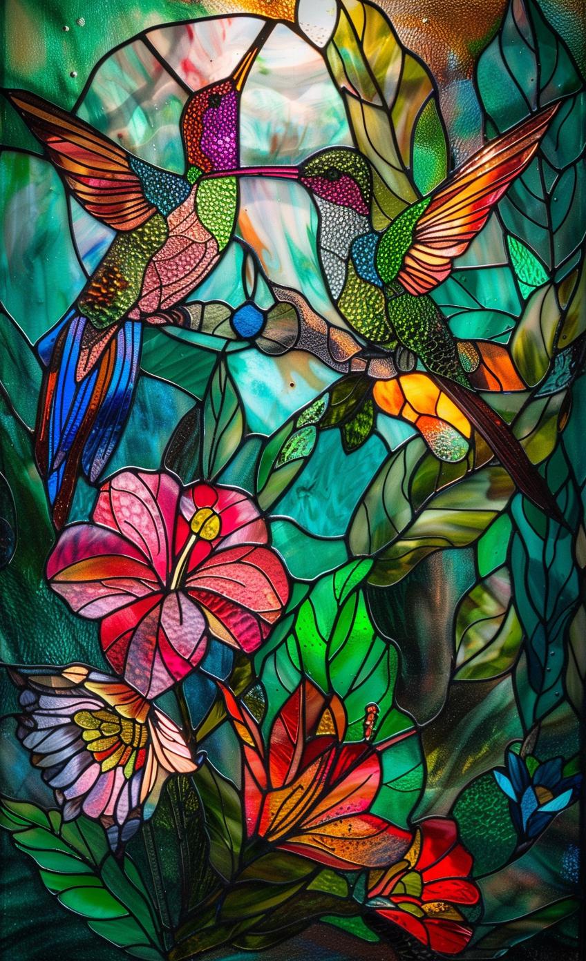 Hummingbird Stained Glass Window Film - Vibrant Privacy Cling With ...