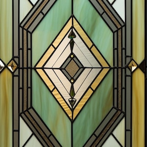 Custom Diamond Geometric Stained Glass Window Film – Art Deco Style ...