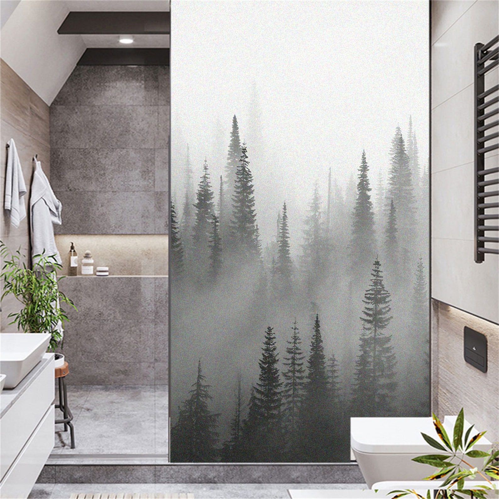 Window Film Privacy Foggy Forest Non Adhesive Glass Sticker - Etsy
