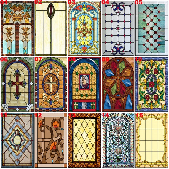 Window Film Stained Glass Films Customized Church Style Static Etsy