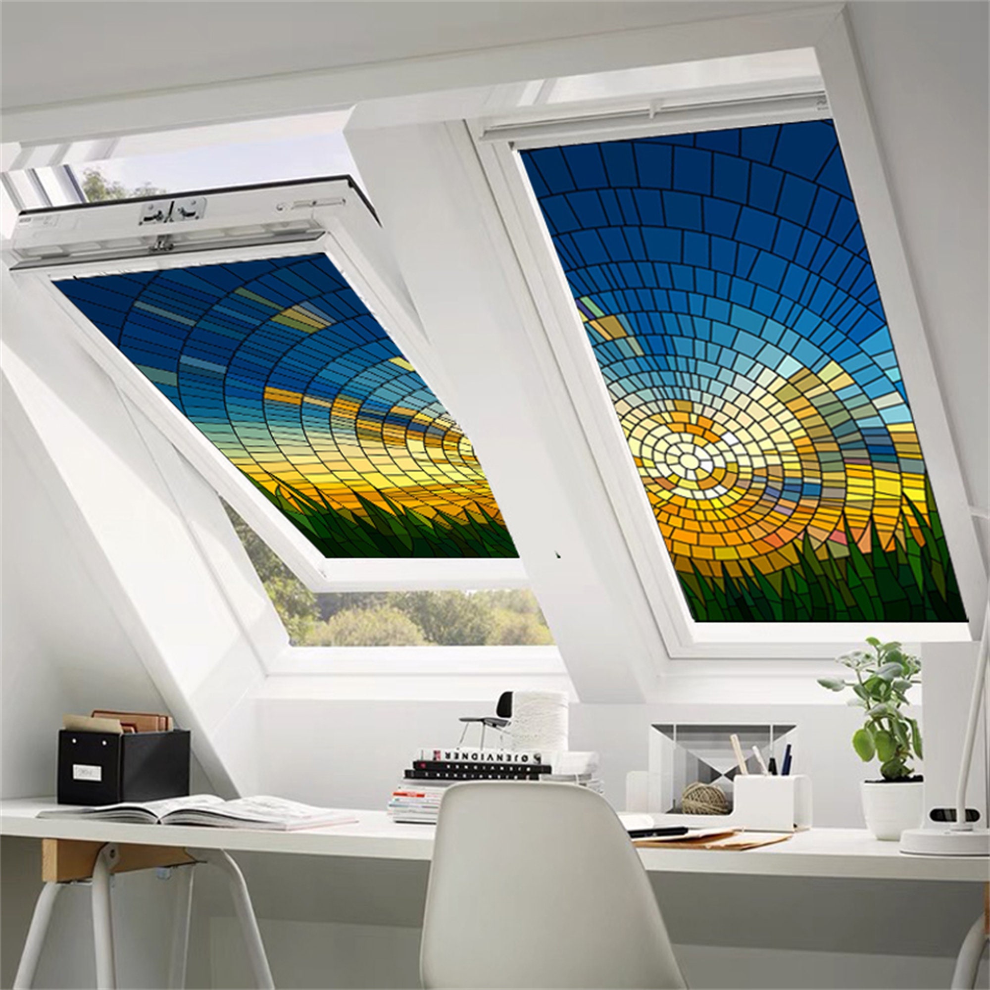 Custom Size Glass Films,large Selection of Landscape Painting Stained ...