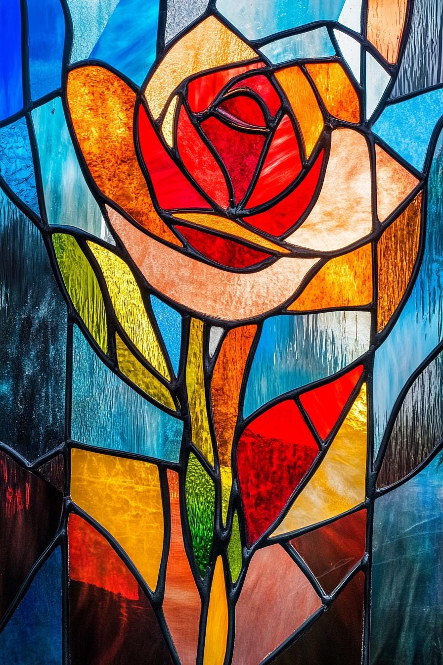 Custom Rose Stained Glass Window Film | Colorful Privacy Decorative ...