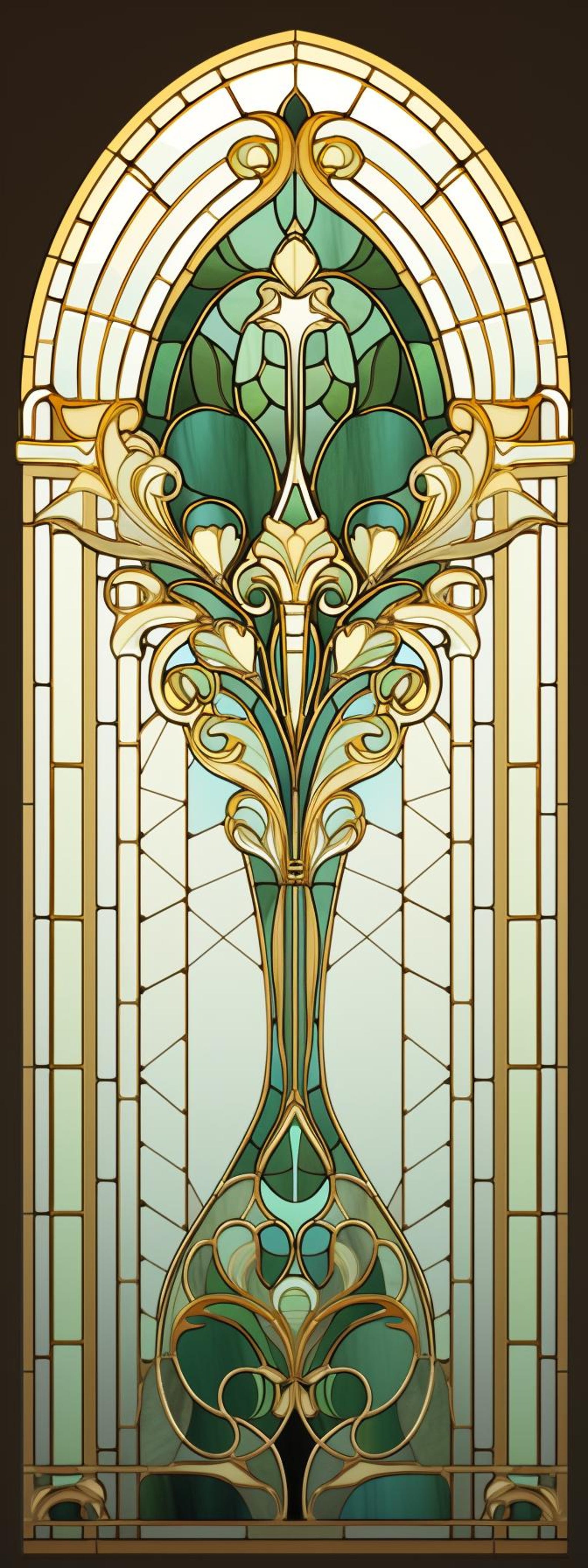 Custom Gothic Stained Glass Window Film - Decorative Privacy Static ...