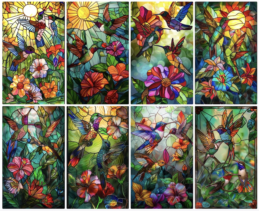 Hummingbird Stained Glass Window Film - Vibrant Privacy Cling With ...