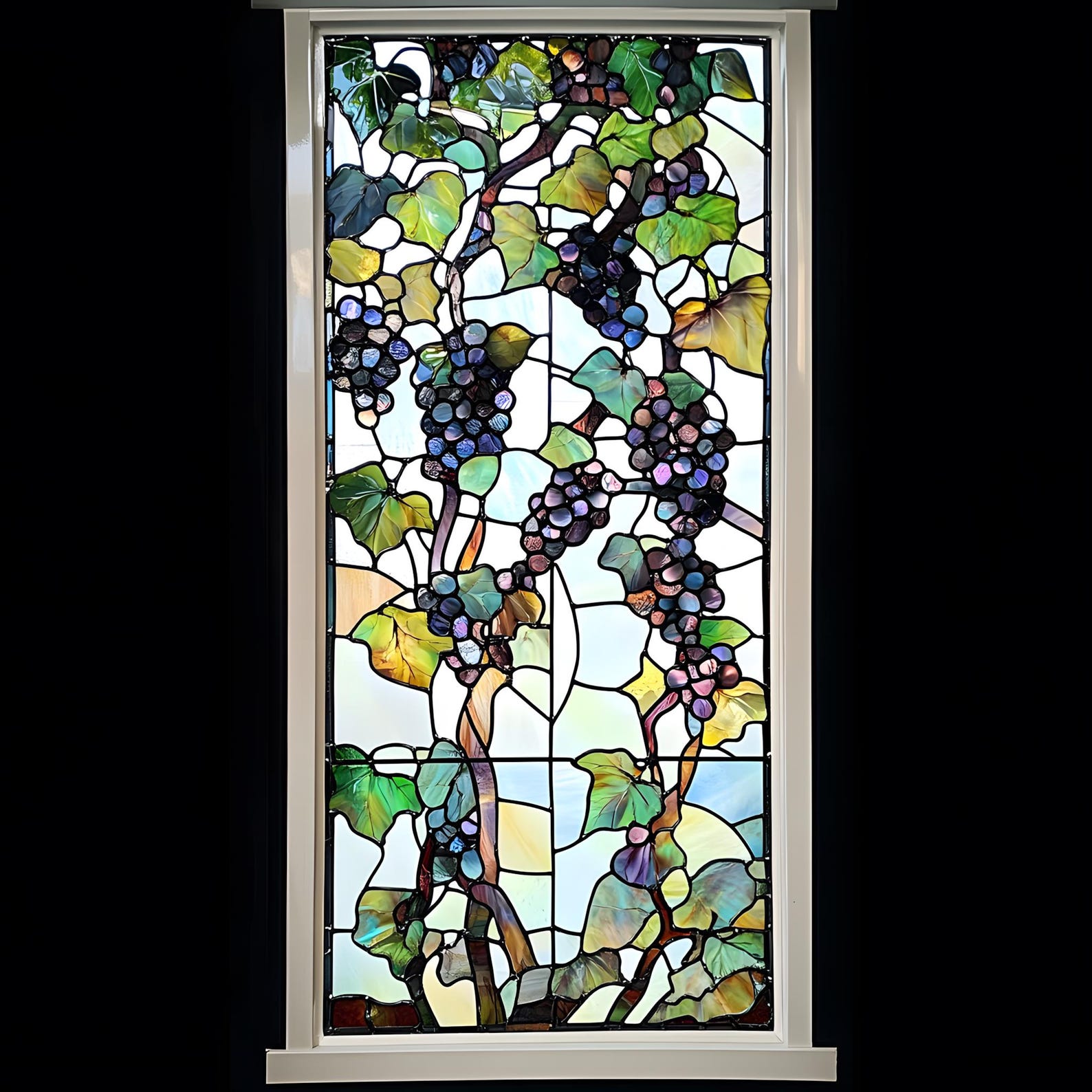 Grape Vine Stained Glass Window Film - Privacy Frosted Decorative Vinyl ...